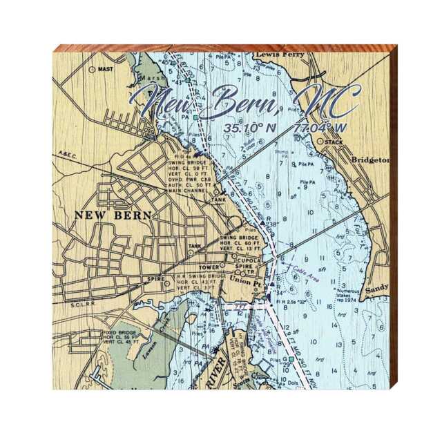New Bern Noaa Chart Map Sign - Real Art Print On Wood by Etsy ...