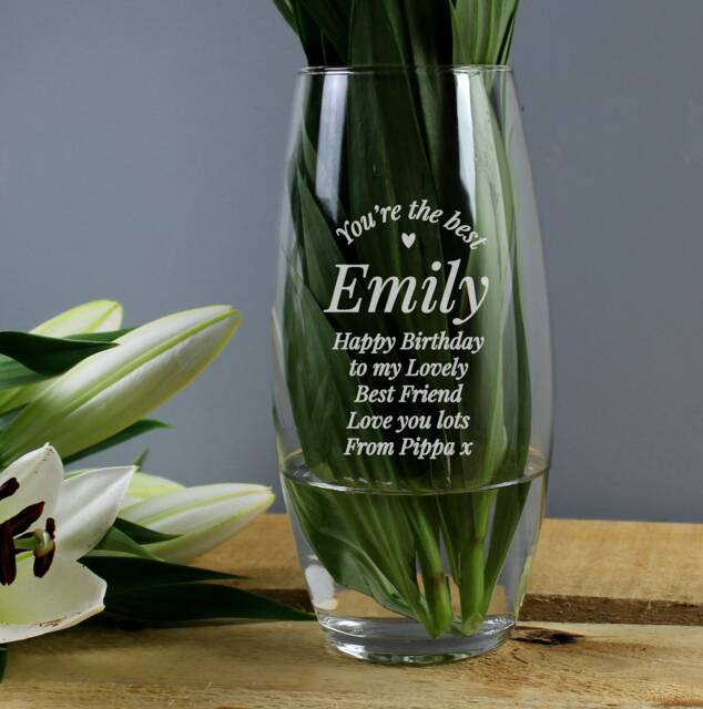 Personalised You Are The Best Glass Vase, Customised Glass Pretty Vase ...