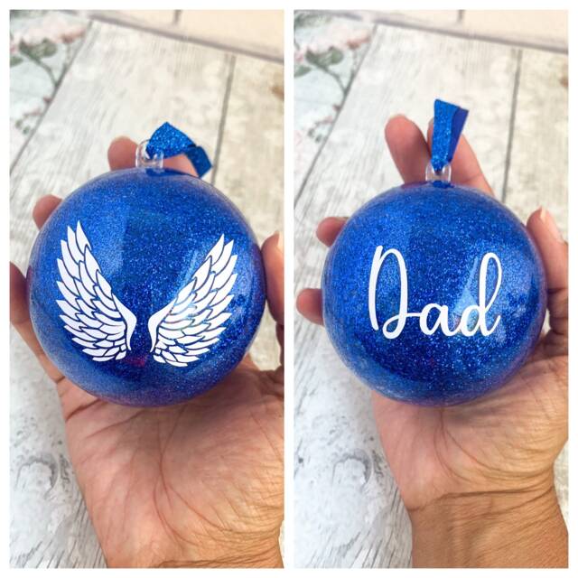 Personalised Memorial Bauble, Angel Wings Memory Remembrance ...