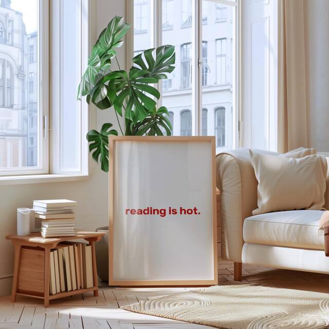 Reading Is Hot Print - Girly Quote Y2K Prints Hallway Wall Art Bold ...