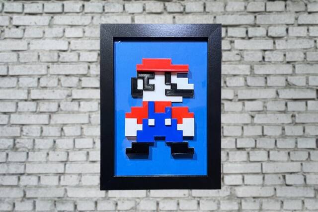 5x7 Framed 3D Printed Pixel Nintendo Super Mario Brothers Luigi Wall ...