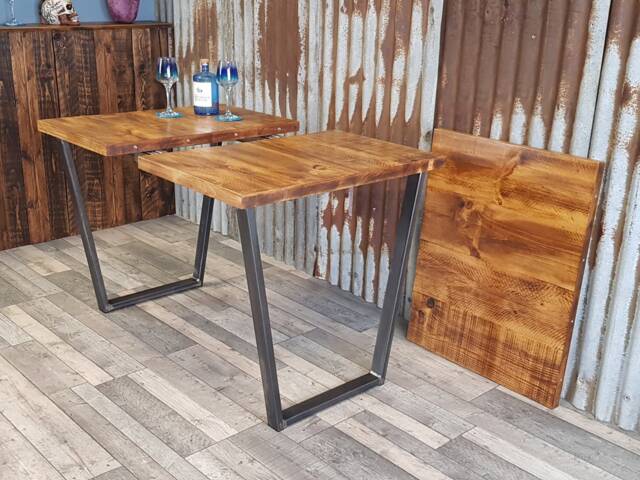 Extending Dining Table With Calia Style Legs, Industrial Extending V ...