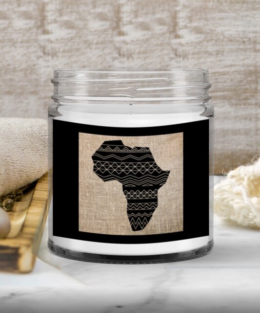 Out Of Africa Candle-African Map Candle-Ethnic Black & Beige African ...