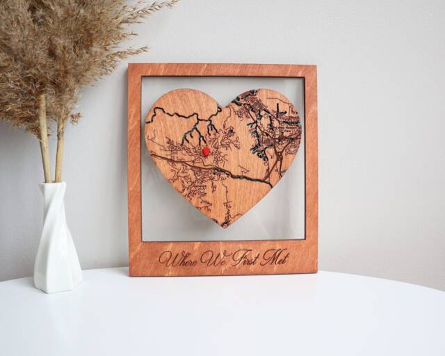 Where We First Met Map, Location Map Wooden Framed Wall Art, Custom ...