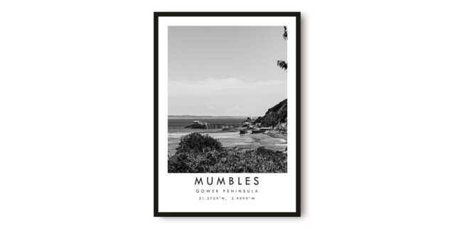 Mumbles Gower Peninsula Print Minimalist Black & White Wall Art by Etsy ...