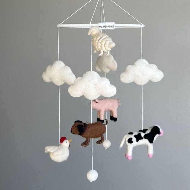 Farm Animals Baby Mobile Barnyard Nursery Decor House Room Cow Horse ...