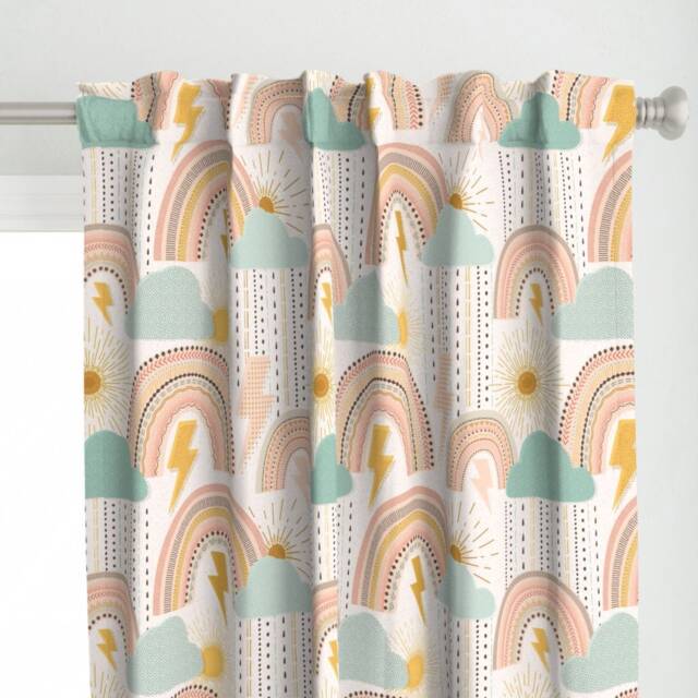 Boho Weather Curtain Panel - Patterns By Garabateo Clouds Rain Sun ...