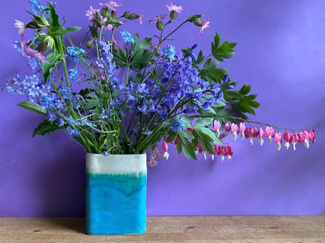 Ceramic Vase Pottery Turquoise White by Etsy | ufurnish.com