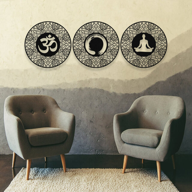 Yoga Zen Metal Wall Art - 3 Pieces, Decor, Art, Meditation Home Decore ...