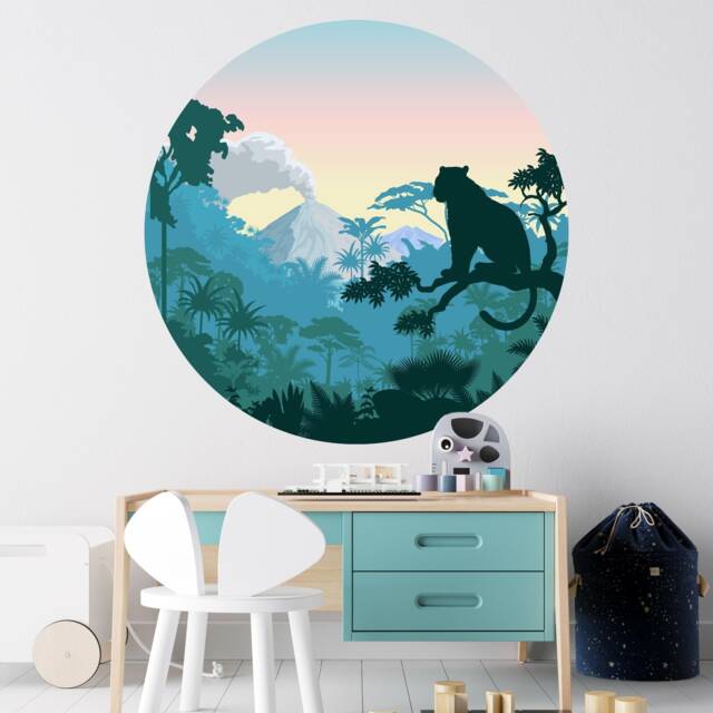 Round Wall Sticker V276 Jaguar Children's Room Baby Decal Jungle ...