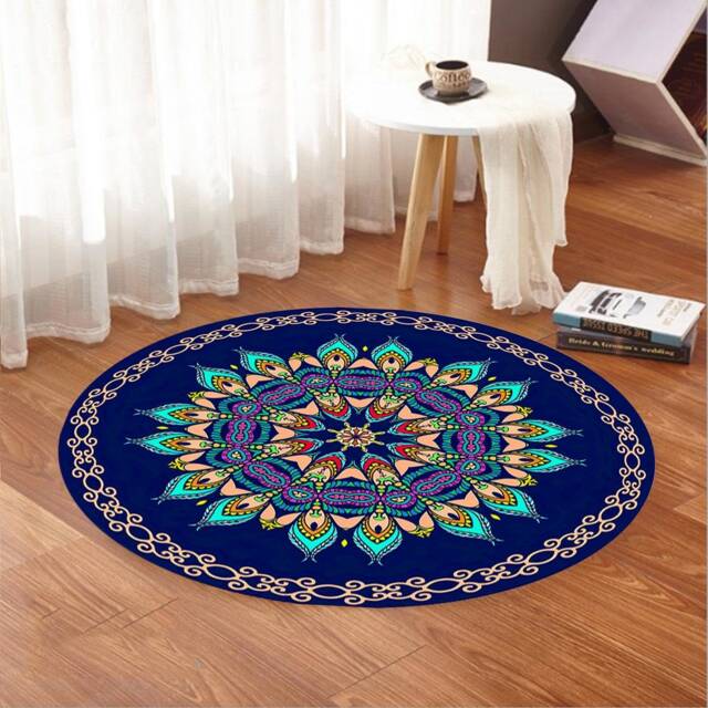 Boho Mandala Area Rug, Yoga Room Decor, Mandala, Mandala Round Rug ...