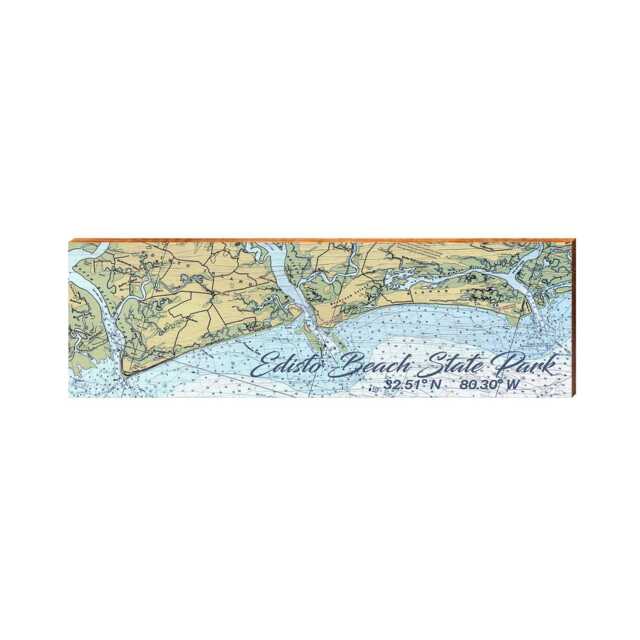 Edisto Beach State Park Noaa Chart Map Sign - Real Wood Art Print by ...