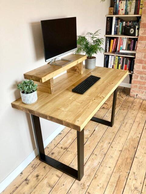 Industrial Style Wooden Desk - Computer Home Office Rustic Reclaimed ...