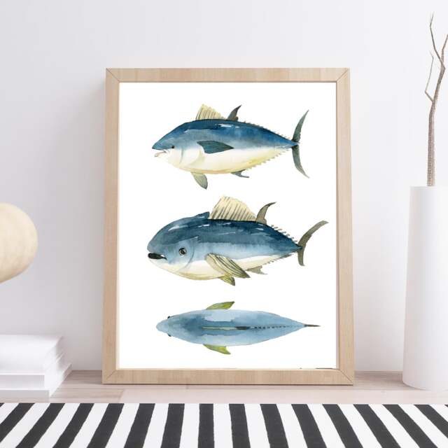 Din A4 Art Print Without Frame - Tuna Fish Watercolor Sea Maritime ...
