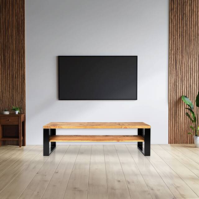 Honeycomb Tv Stand With Shelf Rustic Solid Wood Furniture Vintage Retro ...