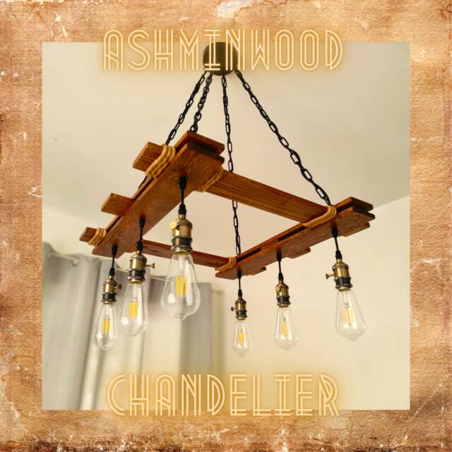 Rustic Light Fixture - Ceiling Pendant Lighting Industrial Wood Chandelier Farmhouse Kitchen ...
