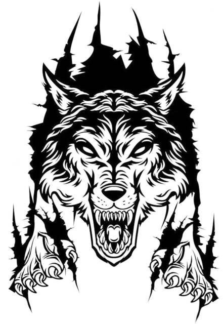 Wolf Claws Face Head Car Van Bonnet Vinyl Side Sticker Wall Art Hood ...