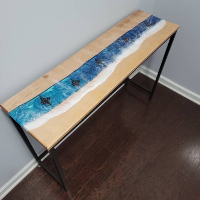 Ocean Waters Epoxy River Console Table With Black Metal Legs by Etsy | ufurnish.com