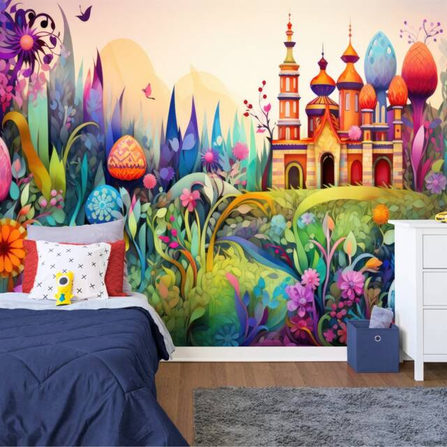 Fantasy Colorful Princess Castle Gift For Kids, Art Print Photomural ...