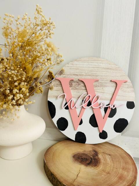 Personalised Circle Dalmatian Spot Bedroom Name Plaque Sign Door Wall ...