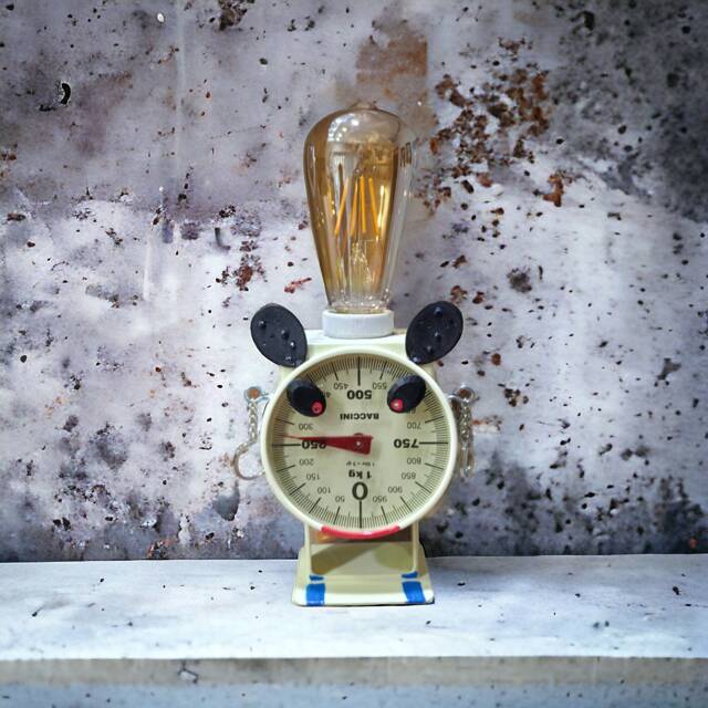 Robot Scales Upside Down Lamp in Wood & Recycled Materials - Single ...