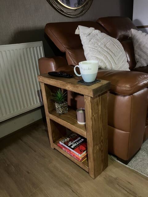 Rustic End Table With Two Shelves - Coffee Table Slim Narrow Side by ...
