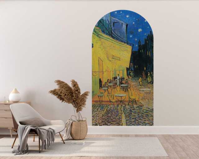 Van Gogh Vintage Arch Wall Decal - Cafe Terrace At Night Retro Oil ...