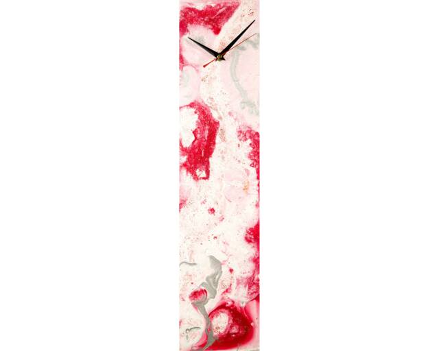 White & Red Wall Clock Modern Home Decor, Contemporary Or Desk With ...
