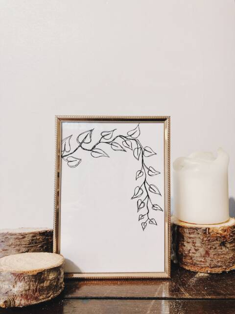 Pothos Vine Botanical Print, Simple Line Drawing, Minimalistic Artwork ...