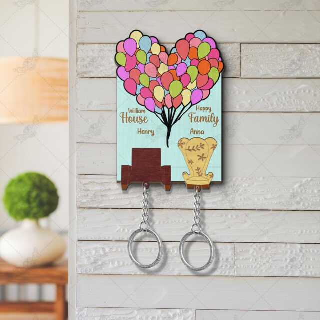 Personalized Up Movie Couple Wooden Keychain Holder, Carl & Ellie ...