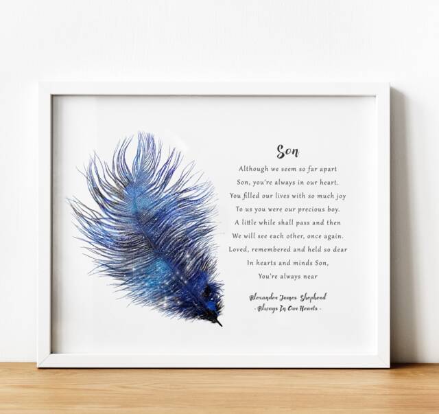 Personalised Feather Poem Print Bereavement Gift, Memorial Thoughtful ...
