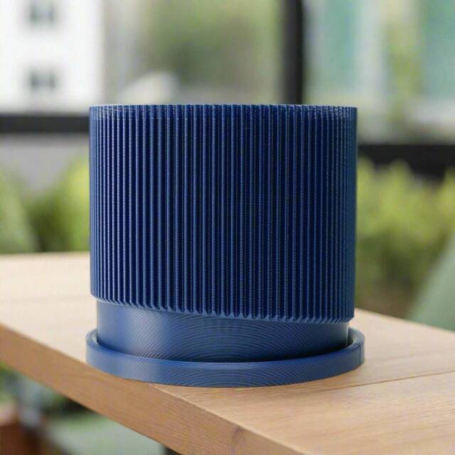 Modern Ribbed Indoor Pots For Plants With Drainage & Saucer, Minimal ...