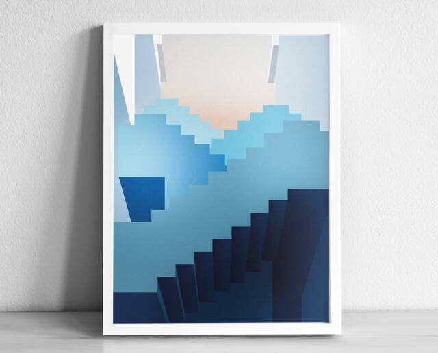 Muralla Roja Blue Abstract Art Print - Postmodern Architecture Wall ...