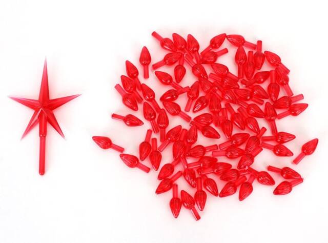 Large Red Twist Lights W Star, Ceramic Christmas Tree Lights, Pottery ...