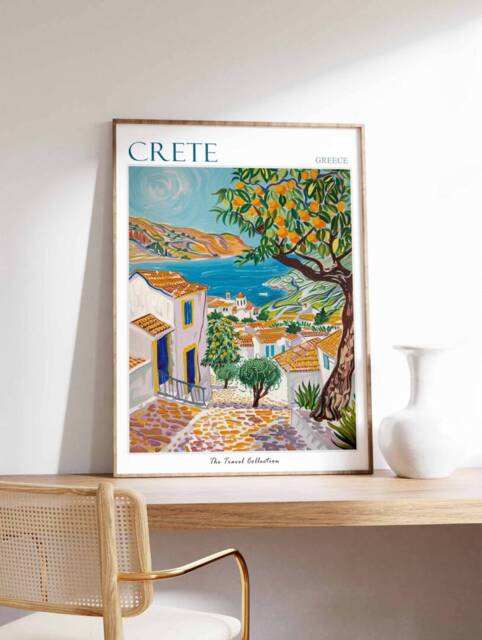 Crete Poster, Travel Print, Greek Tropical Decor, Beach Art, Gift ...