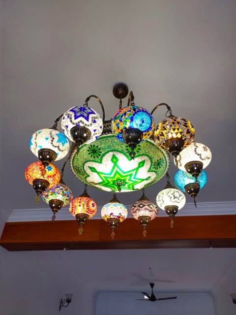 12 Ball Turkey Mosaic Chandelier, Foyer Lamp, Hallway Lamp, Mosaic ...