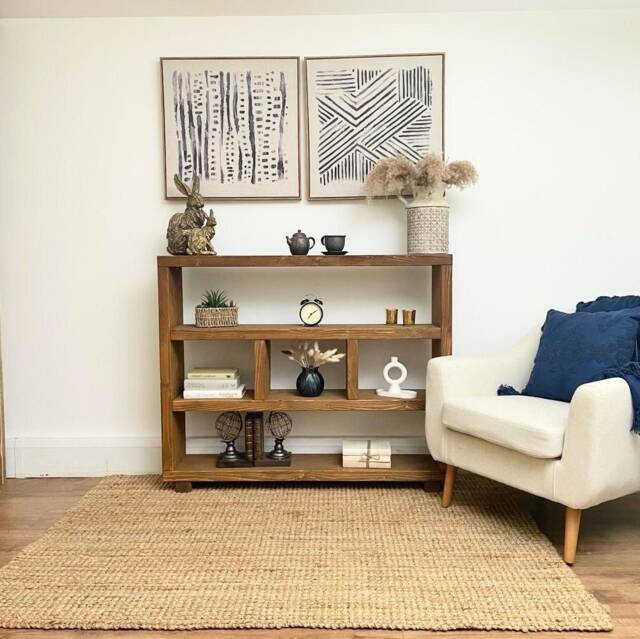 Solid Wood Rustic Pine Shelving Unit, Bookcase, Handmade Custom Furniture, Finished in Chunky ...