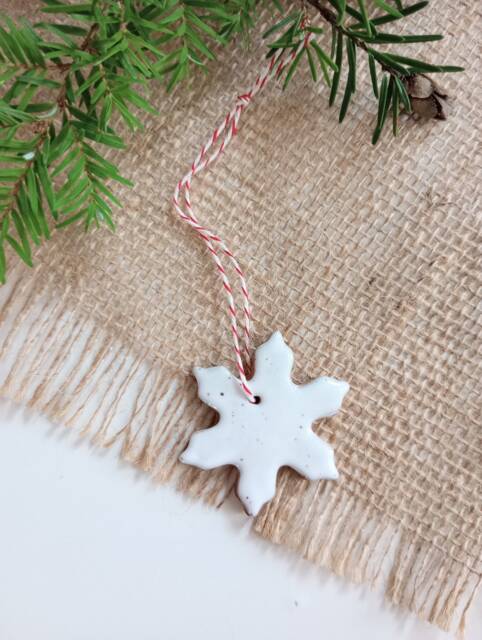 Speckled Stoneware Snowflake White Ornament, Handmade Gift Tag ...