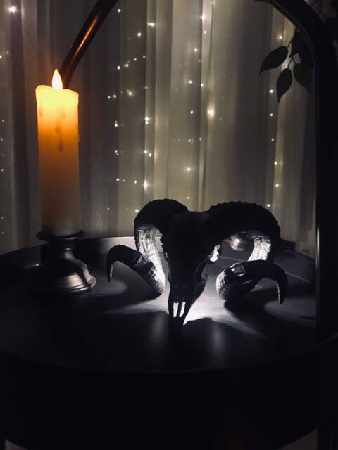 Ram Skull Side Table Lamp, Night Light, Statue, Sculpture, Lighting ...