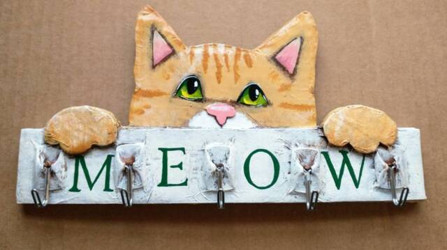 Paper Mache Orange Tabby Kitty Key Holder by Etsy | ufurnish.com
