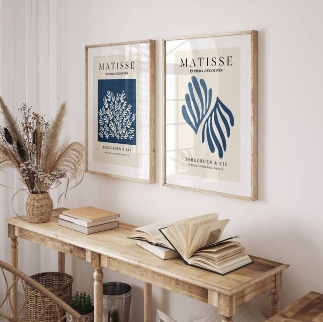French Navy Prints, Set Of 2, Matisse Blue Wall Art, Neutral Decor ...