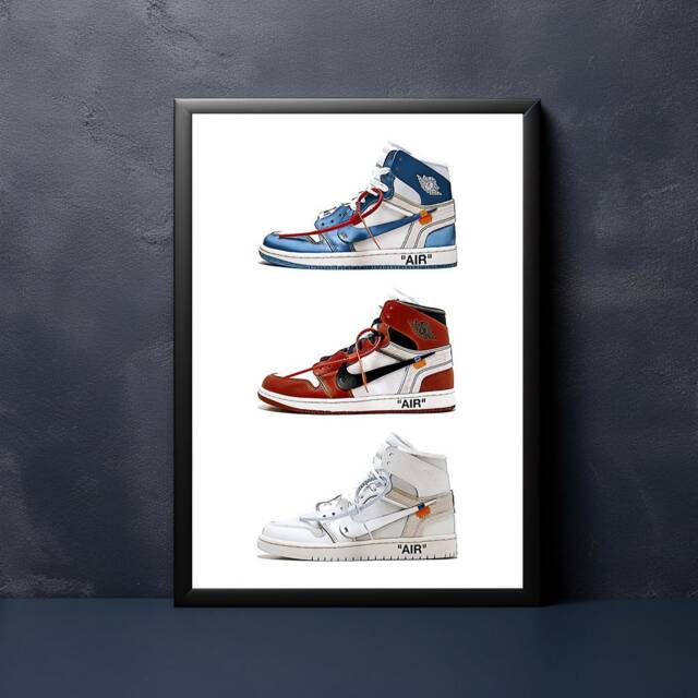 Off White Nike Jordan 1 All 3 Poster Painting Art Print Wall A4 A3 by ...