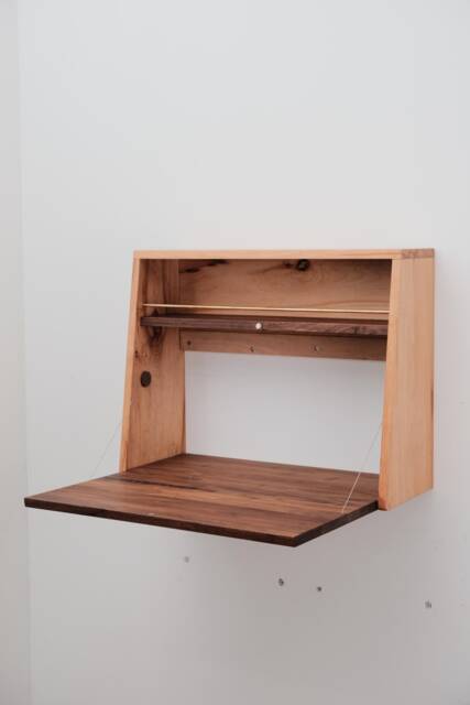 Solid Walnut & Beechwood Desk Table With Drop-Down Door, Space-Saving ...