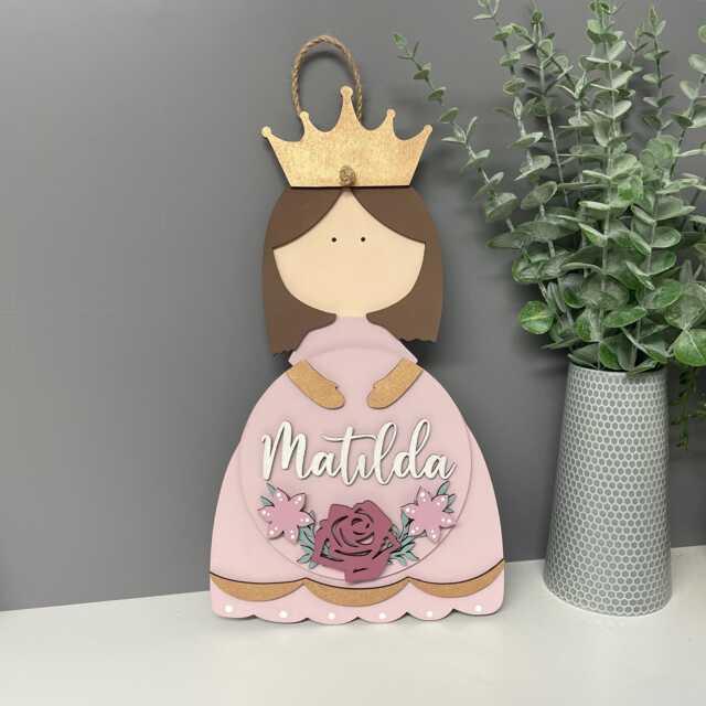 Princess Name Plaque - Bedroom Door Sign Children's Name Personalised ...