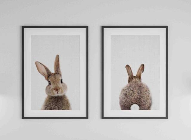 Bunny Rabbit Poster, Set Of 2 Cute Nursery Children Bedroom Art ...