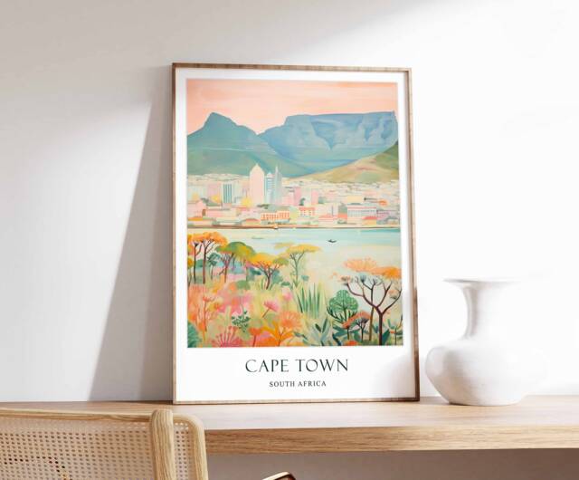 Cape Town Poster, South Africa African Travel Print, Art, Decor by Etsy ...