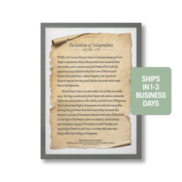 The Declaration Of Independence Patriotic Wall Art, Print Or Framed by ...