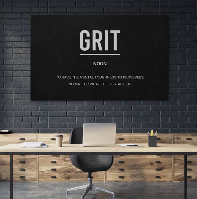 Grit Motivational Canvas Art Quote Definition Print Wall For Office ...