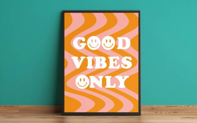 Good Vibes Only - Wall Art Colourful Positive Gallery Print ...