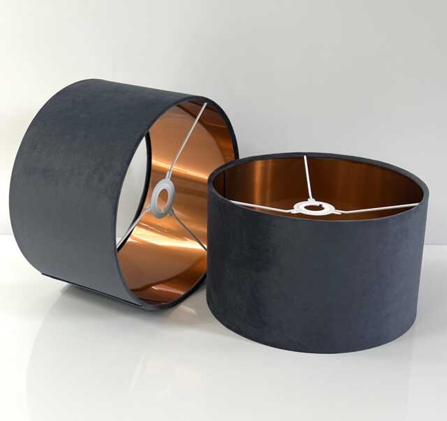 New Hq Luxury Velvet Graphite Grey Lamp Shade Pendant Light With ...